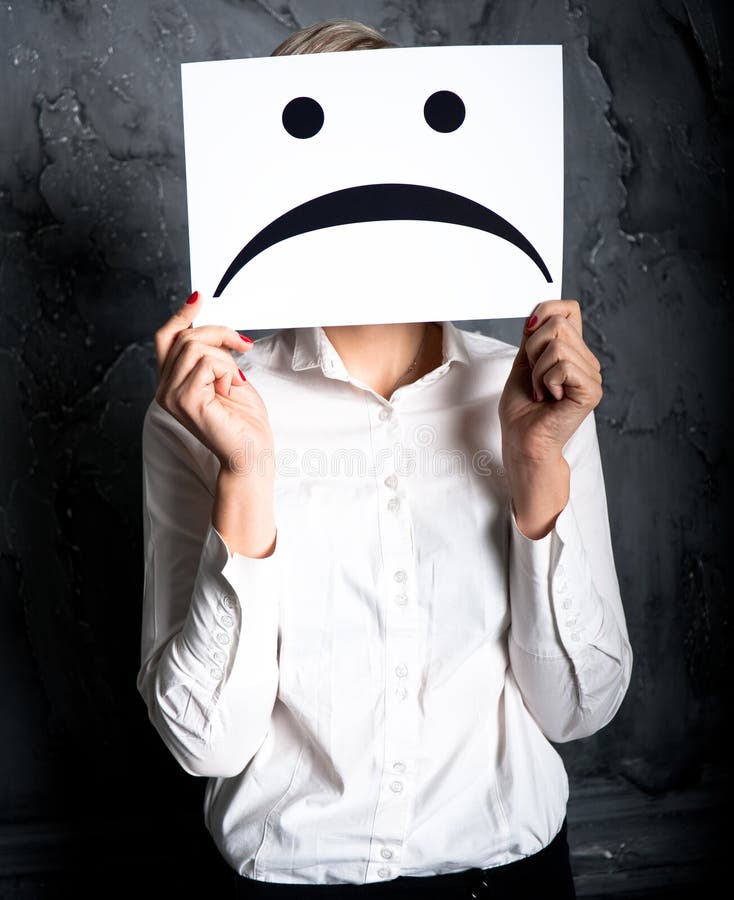 Holding a Blank Paper with Sad Face Stock Photo - Image of concepts ...