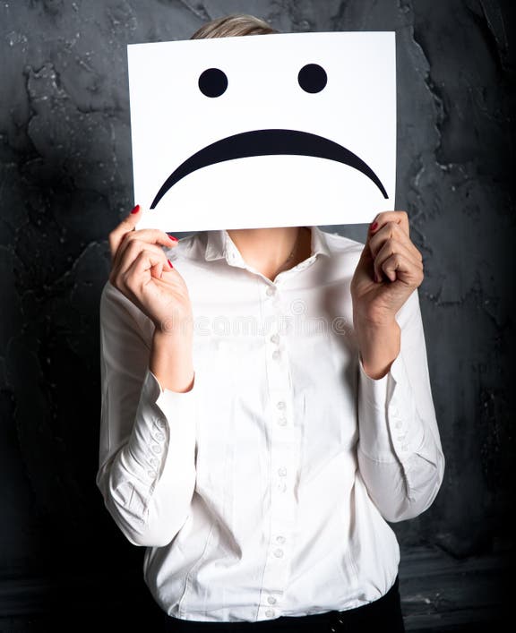Holding a Blank Paper with Sad Face Stock Photo - Image of concepts ...