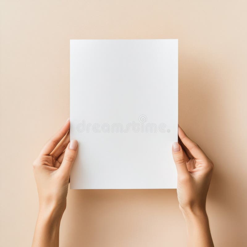 Holding a Blank Sheet of Paper for Creative Ideas in a Neutral ...