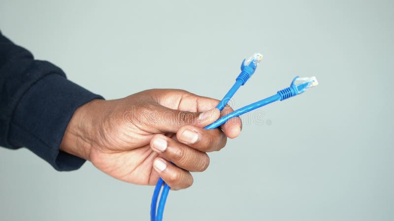Holding Blue Network Cables for Internet Connection Setup Stock Video ...