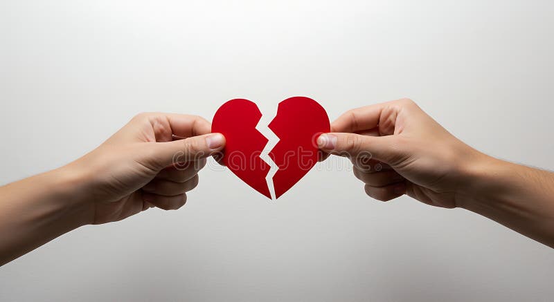 Holding Broken Red Heart Representing Loss or End of Relationship Stock ...
