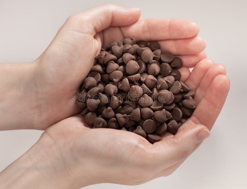 Holding chocolate chips stock image. Image of chocolate - 9932843