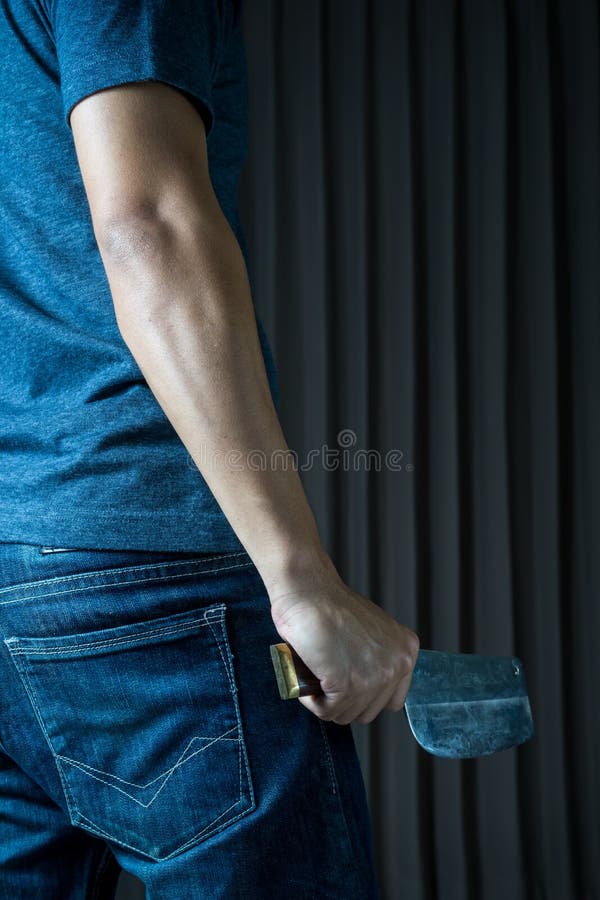 Holding Chopping Knife in a Hand , in Dark Tone Stock Photo - Image of ...