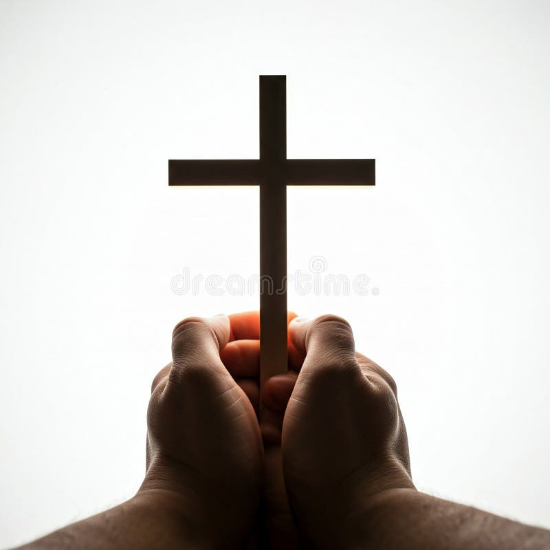 Holding the Christian Cross with Both Hands Stock Illustration ... Holding the Christian Cross with Both Hands Stock Illustration ...