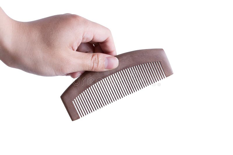 Hand Holding Comb Isolated on a White Background Stock Photo - Image of ...
