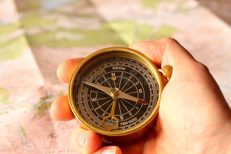 Compass and Map of UK and Europe Stock Image - Image of navigation ...
