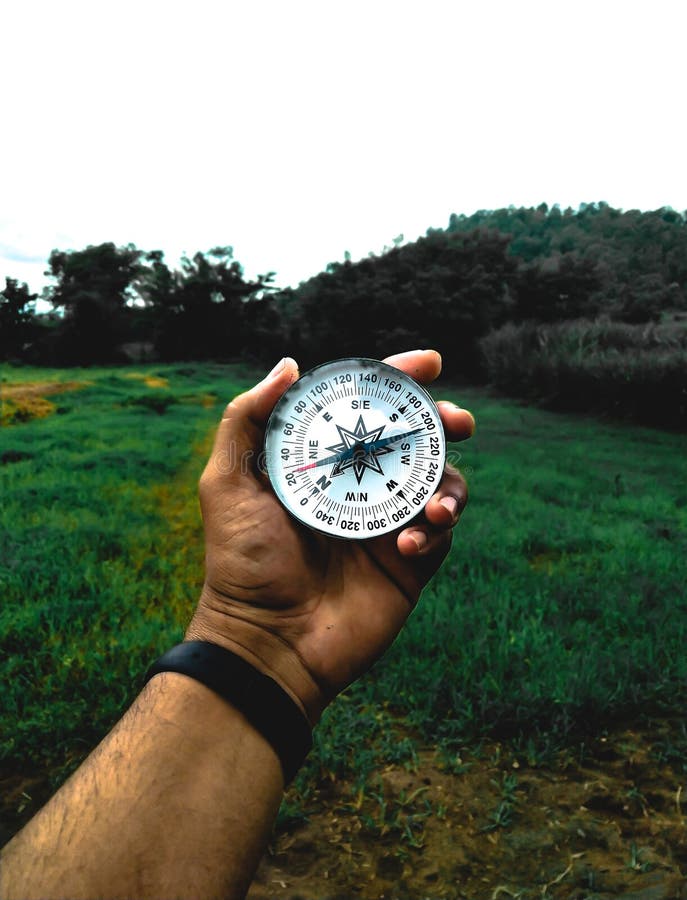 HOLDING COMPASS in HAND stock photo. Image of acute - 166472912