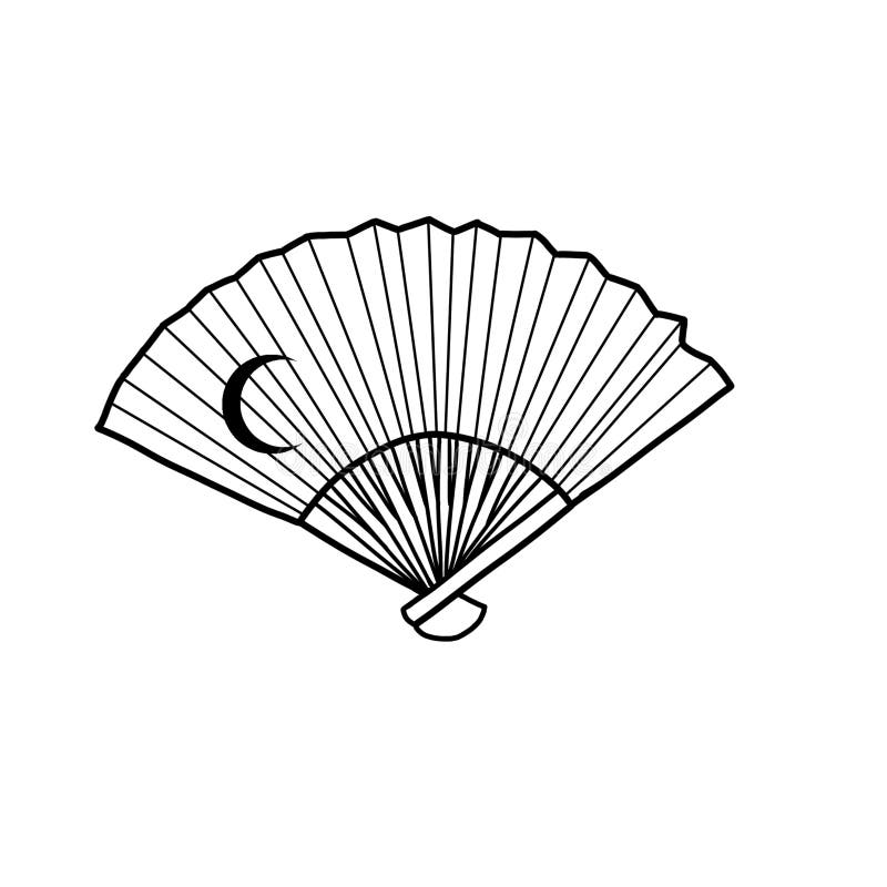 Holding Fan Silk, Tuanshan. with Motif Moon Stock Illustration ...