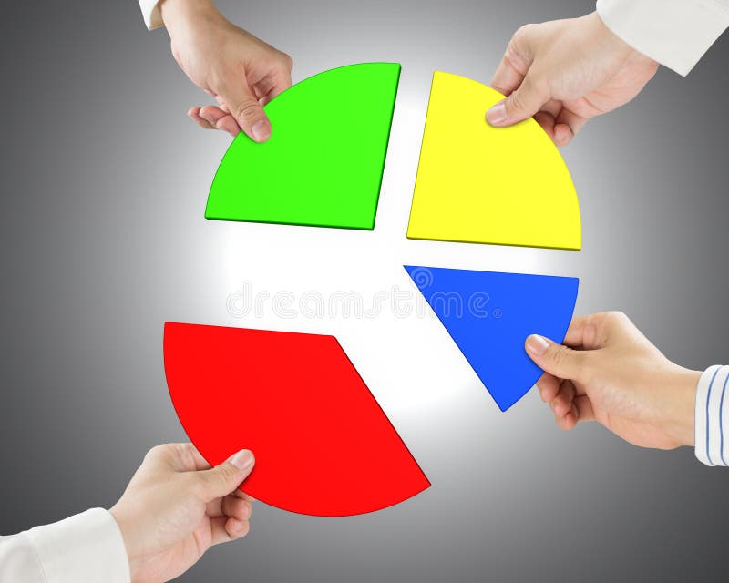 Holding Four Pie Chart Pieces Stock Image - Image of percentage ...