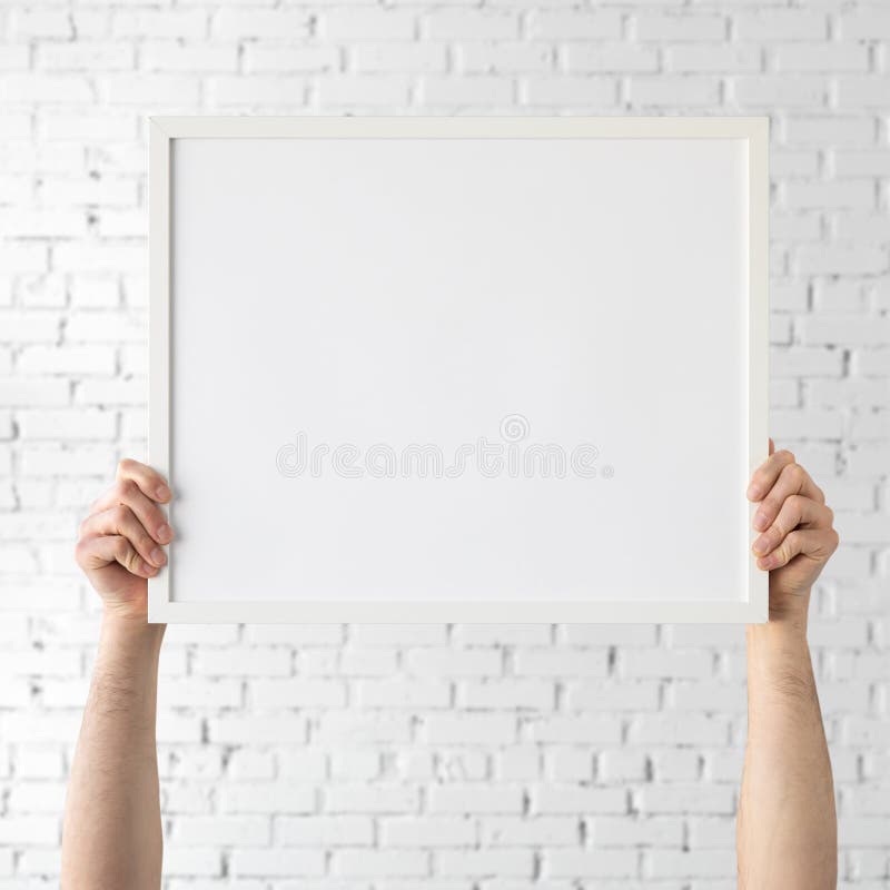 Holding Frame Mockup. Photo Mockup. Man Hands Hold Frame Stock Image ...