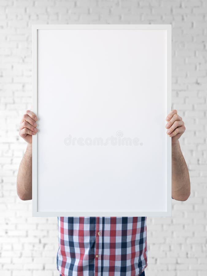 Holding Frame Mockup. Photo Mockup. the Man Hold Frame Stock Photo ...