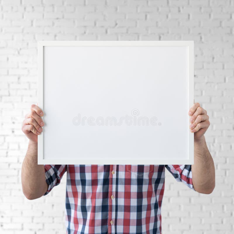 Holding Frame Mockup. Photo Mockup. Man Hands Hold Frame. Stock Image ...