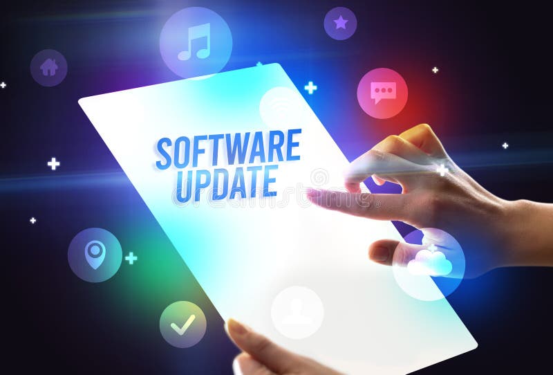 Holding Futuristic Tablet, New Media Concept Stock Image - Image of ...