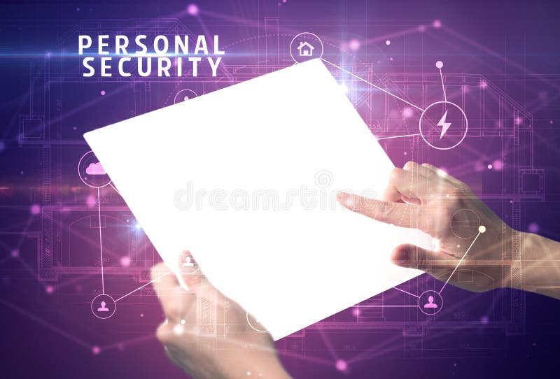 Holding Futuristic Tablet, Security Concept Stock Image - Image of ...