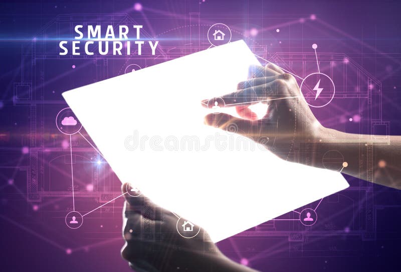 Holding Futuristic Tablet, Security Concept Stock Image - Image of ...