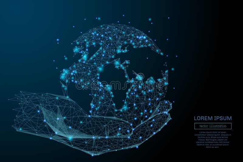 Holding Global in Hands Blue Stock Vector - Illustration of line, ocean ...