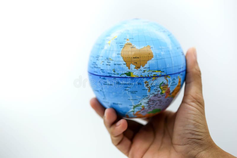 Holding Globe World Map on Hands. Stock Photo - Image of digital ...