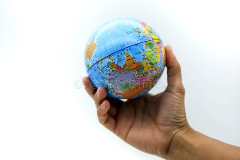 Holding Globe World Map on Hands. Stock Photo - Image of digital ...