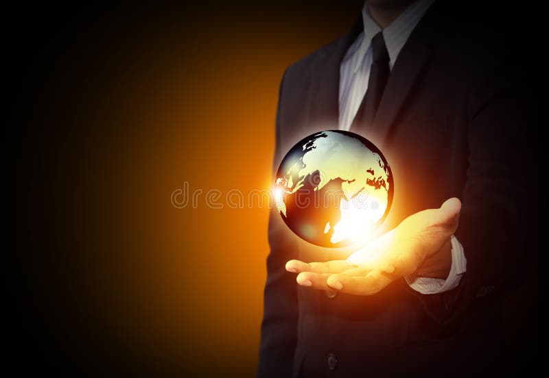 Holding a Glowing Earth Globe Stock Illustration - Illustration of ...