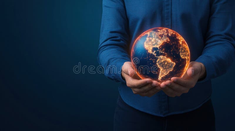 Holding Glowing Globe Filled with Ideas, Symbolizing Innovation and ...