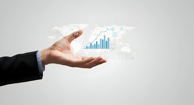 Businessman Presenting Data World Map Market Growth Stock Photos - Free ...