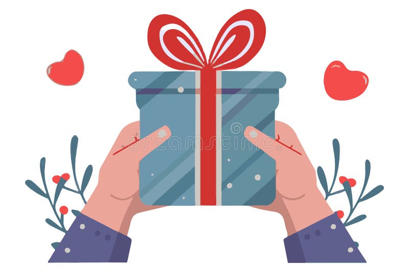 Holding Hand Gift Box Decorative Vector Art Design Stock Vector ...