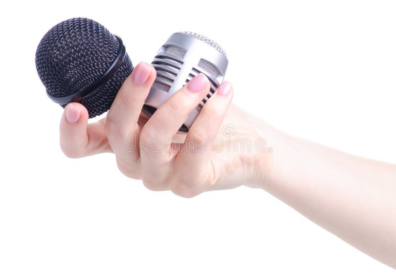 Holding Hand Microphone Head Stock Photo - Image of press ...