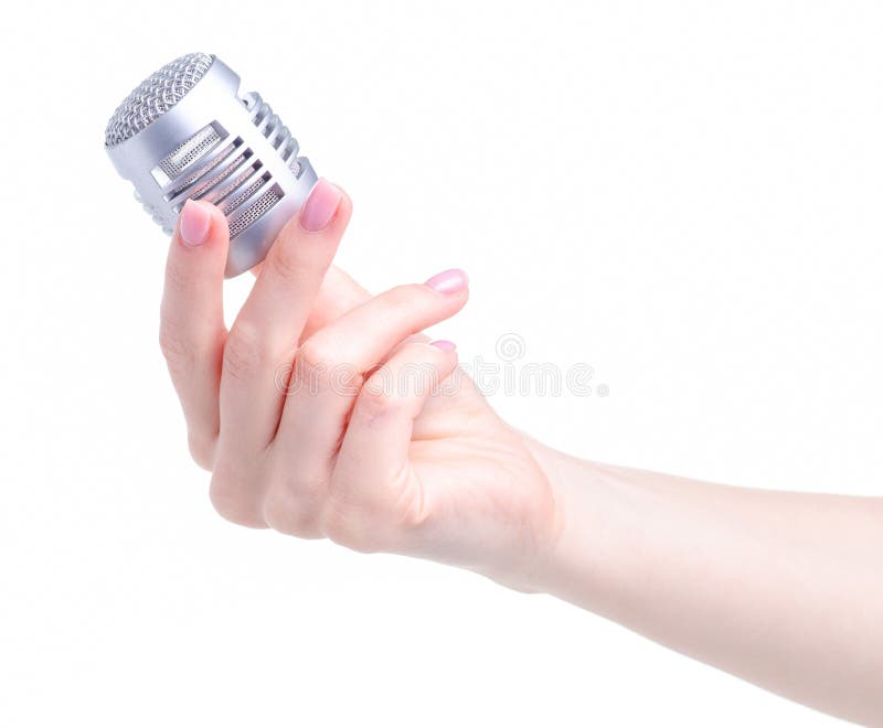 Holding Hand Microphone Head Stock Photo - Image of metal ...