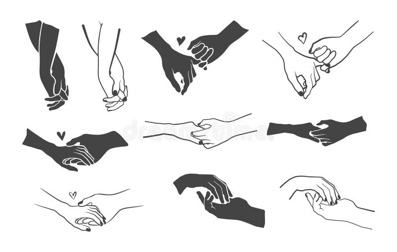 Holding Hands Outline, Holding Hand Silhouette, Couple Hands, Couple ...
