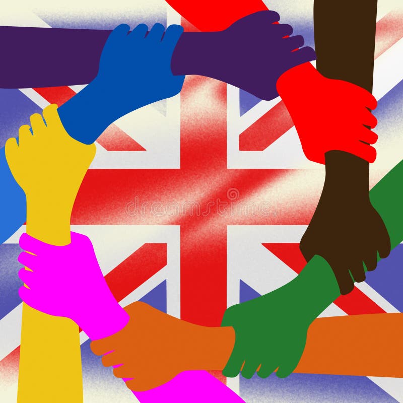 Holding Hands Represents Union Jack and British Stock Illustration ...