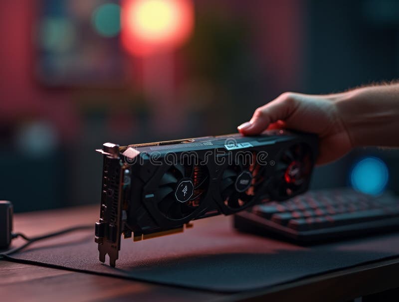 Holding a High-performance Graphics Card, Ready for Gaming or Content ...