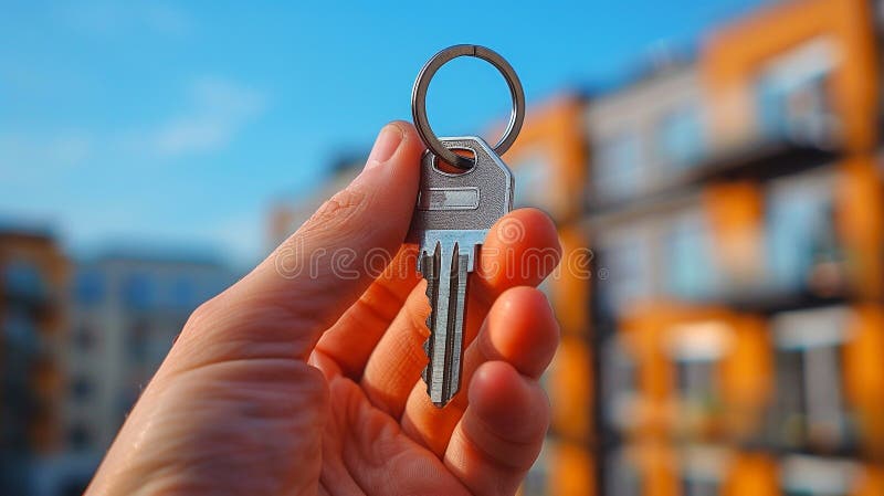Holding House Keys in Front of a Home. Stock Photo - Image of house ...