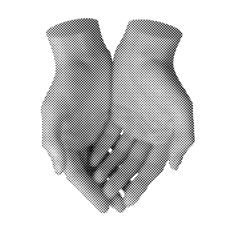 Holding, Keeping, Caring with Both Two Palms, Hand Sign. Halftone Style ...