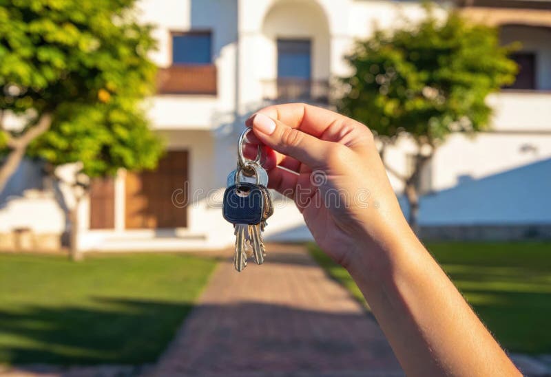 Holding Keys in Hand in Front Stock Photo - Image of garden, outdoors ...