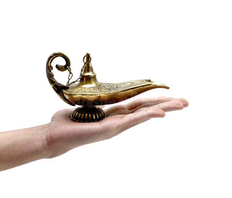 Holding a Magic Lamp stock image. Image of golden, alladin - 5480691