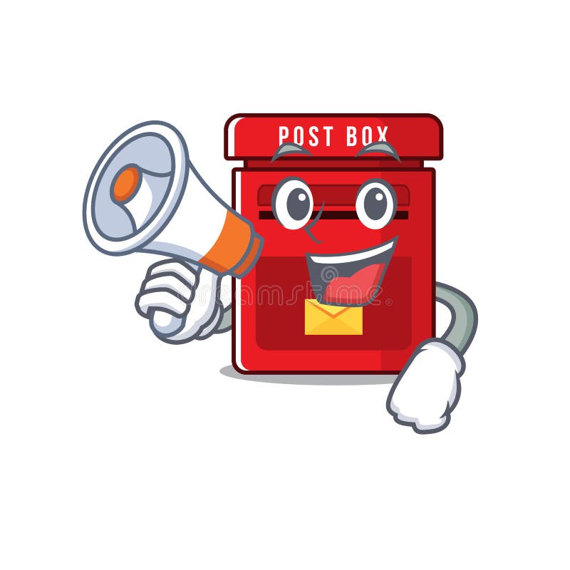 With Holding Megaphone Happy Mailbox in with Cartoon Cute Stock Vector ...