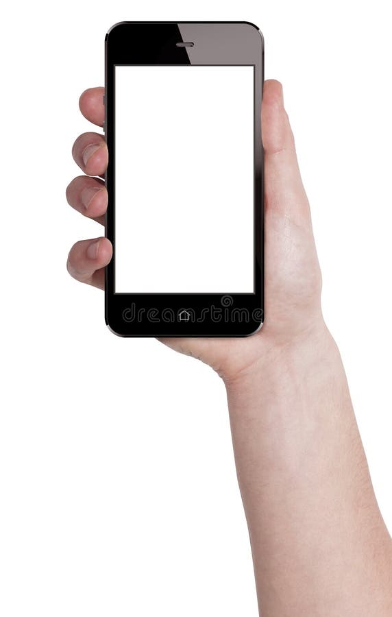 Holding Mobile Smart Phone in Male Hand Stock Illustration ...