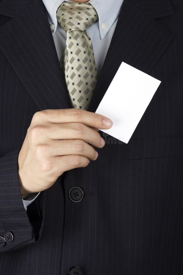 Business Man Holding a Name Card Stock Photo - Image of corporate, name ...