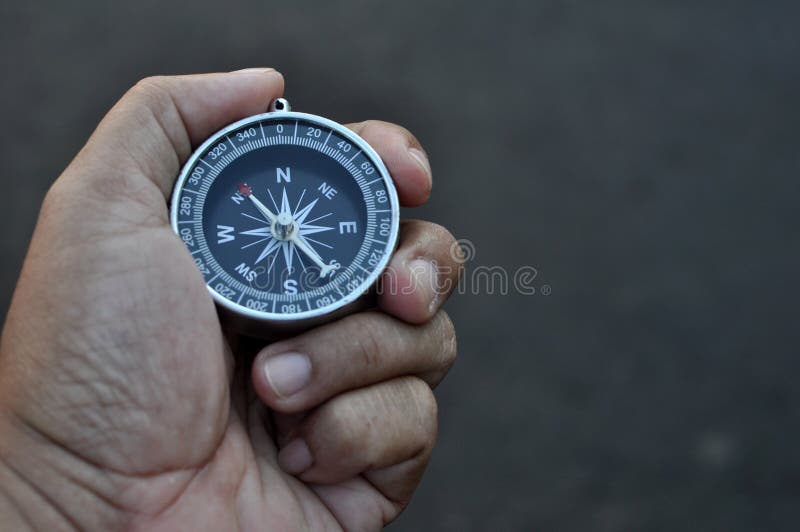 Holding Navigation Compass Closeup Outdoor Stock Image - Image of ...