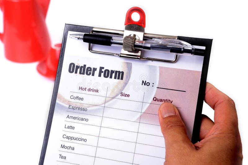 Holding oredr form. stock photo. Image of drink, hand - 39453246