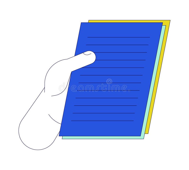 Holding Paperwork Linear Cartoon Character Hand Illustration Stock ...