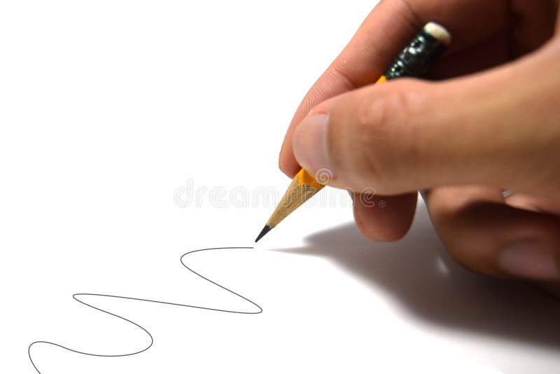 Holding Pencil To Write Wave Line Isolate on White Background Stock ...