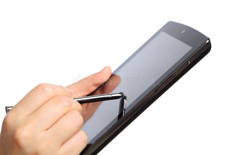 Holding and Point on Tablet PC Stock Photo - Image of thumb, tabletpc ...