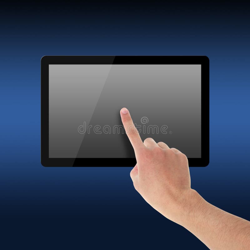 Holding and Point on Tablet PC Stock Photo - Image of global ...