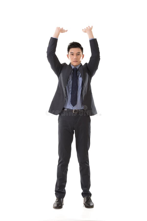 Holding Pose of Asian Business Man Stock Photo - Image of delivery ...