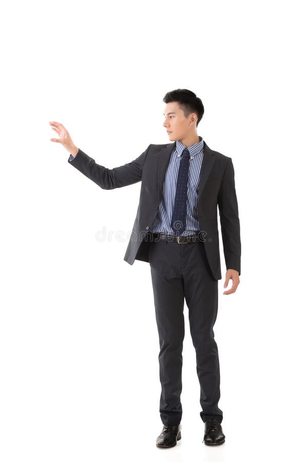 Holding Pose of Asian Business Man Stock Photo - Image of lifting ...