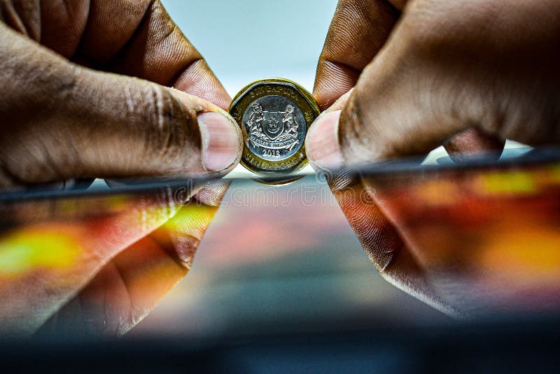 Holding Single Coin of Singapore Stock Image - Image of single, sing ...