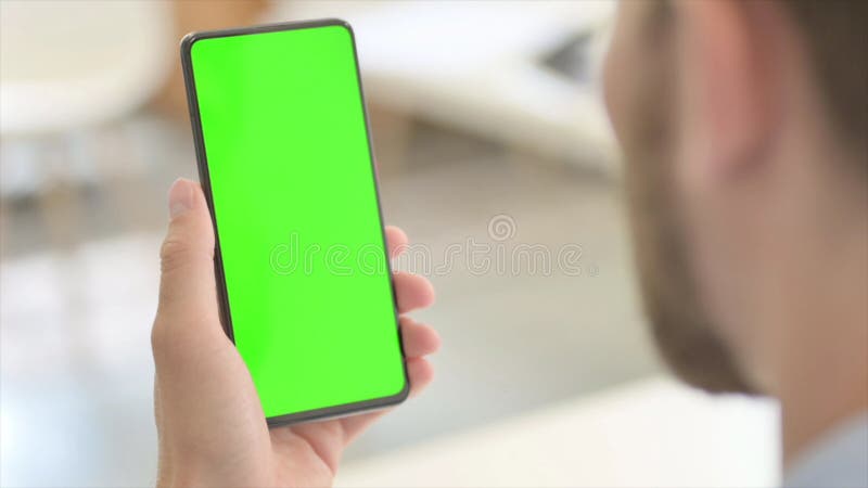 Holding Smartphone with Green Screen, Close Up Stock Photo - Image of ...