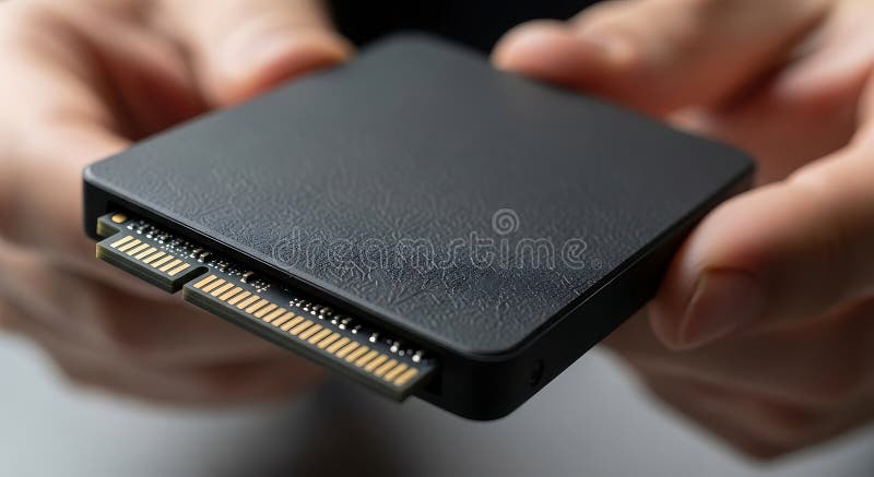 Holding a Solid State Drive Close Up View Stock Illustration ...
