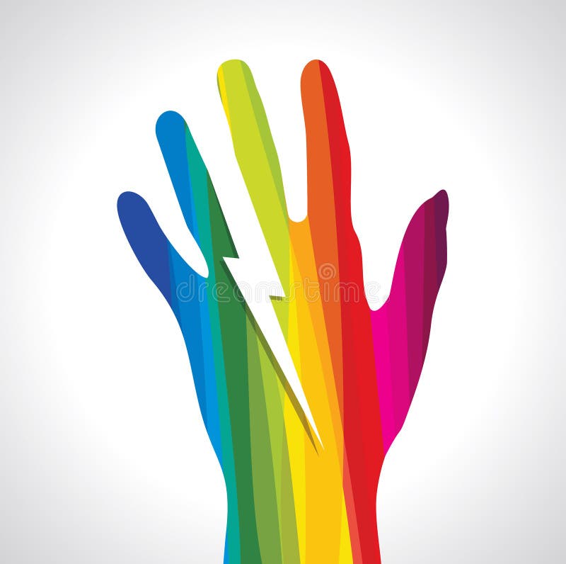 Holding a Stylized Electric Bolt, Stock Vector - Illustration of ...